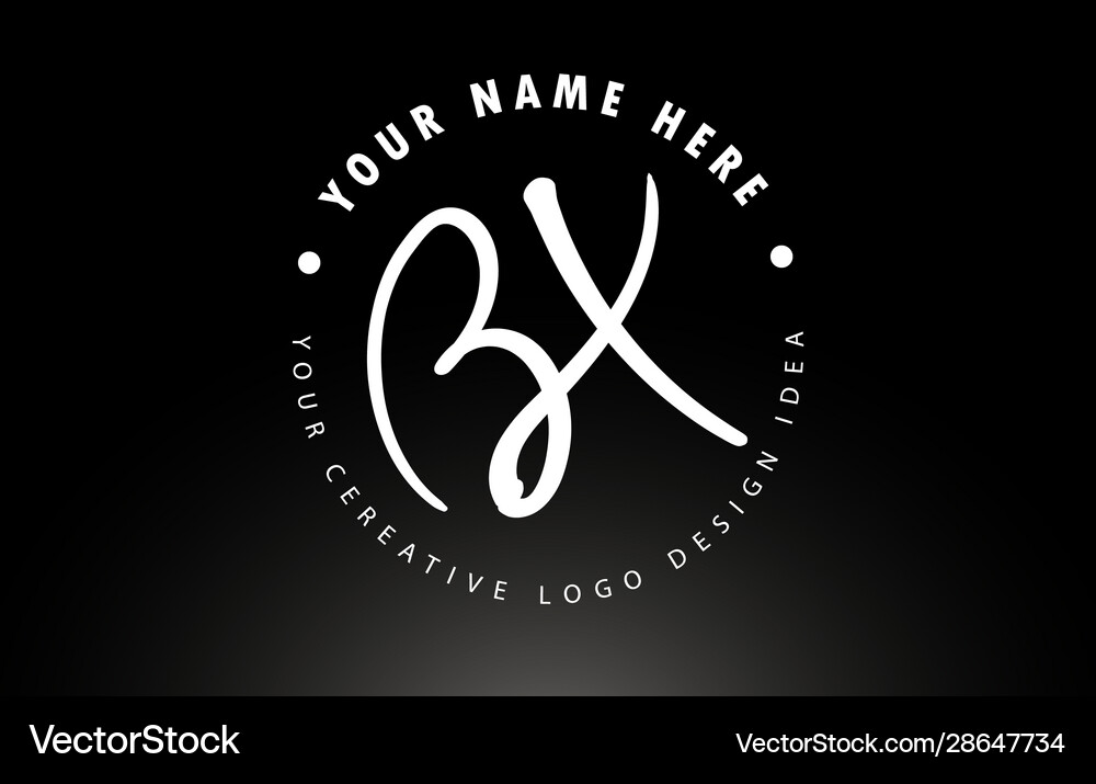 Bx handwritten letters logo design with circular Vector Image