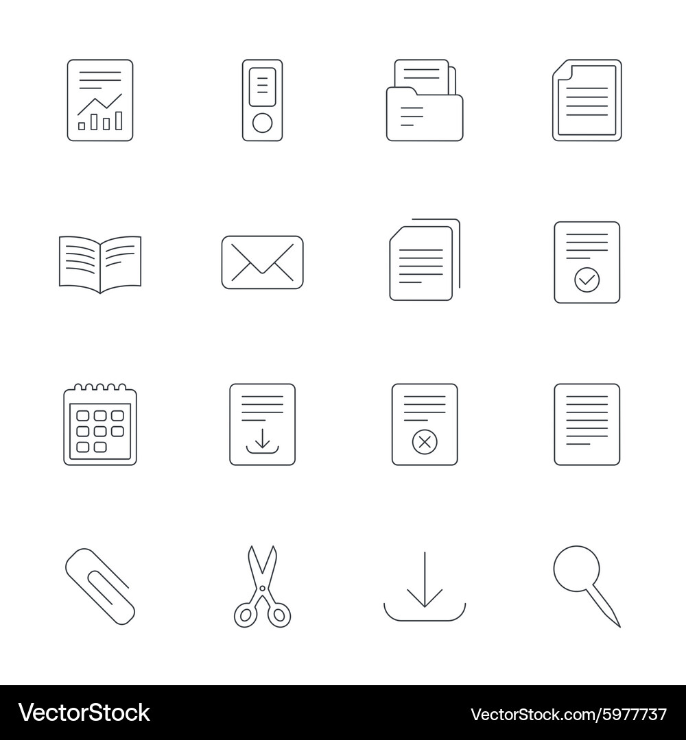 Documents linear icons accounting book Royalty Free Vector