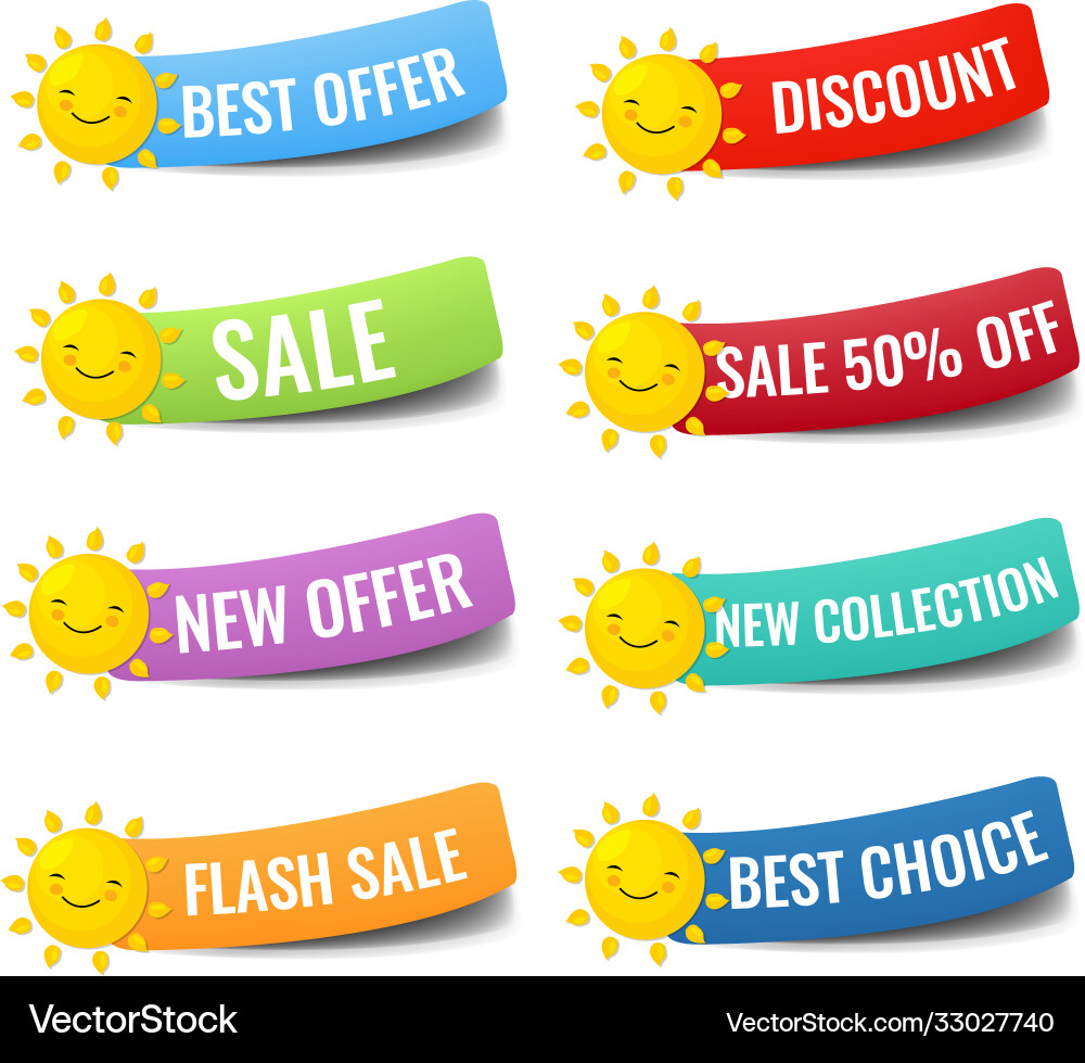 Colorful collection labels isolated white Vector Image
