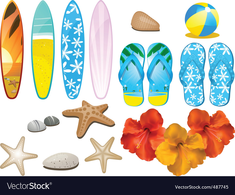 Beach and tropical elements Royalty Free Vector Image