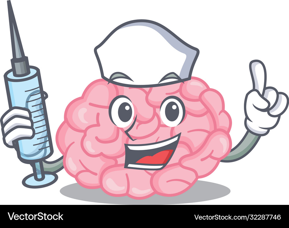 A nice nurse human brain mascot design concept Vector Image