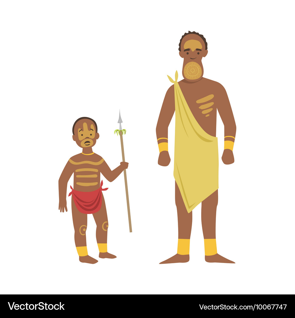 Man And Boy From African Native Tribe Royalty Free Vector