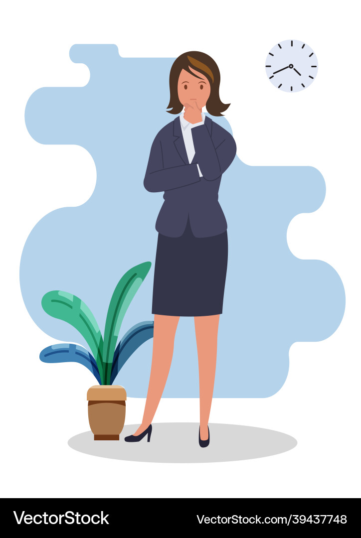 Woman thinks making a decision Royalty Free Vector Image