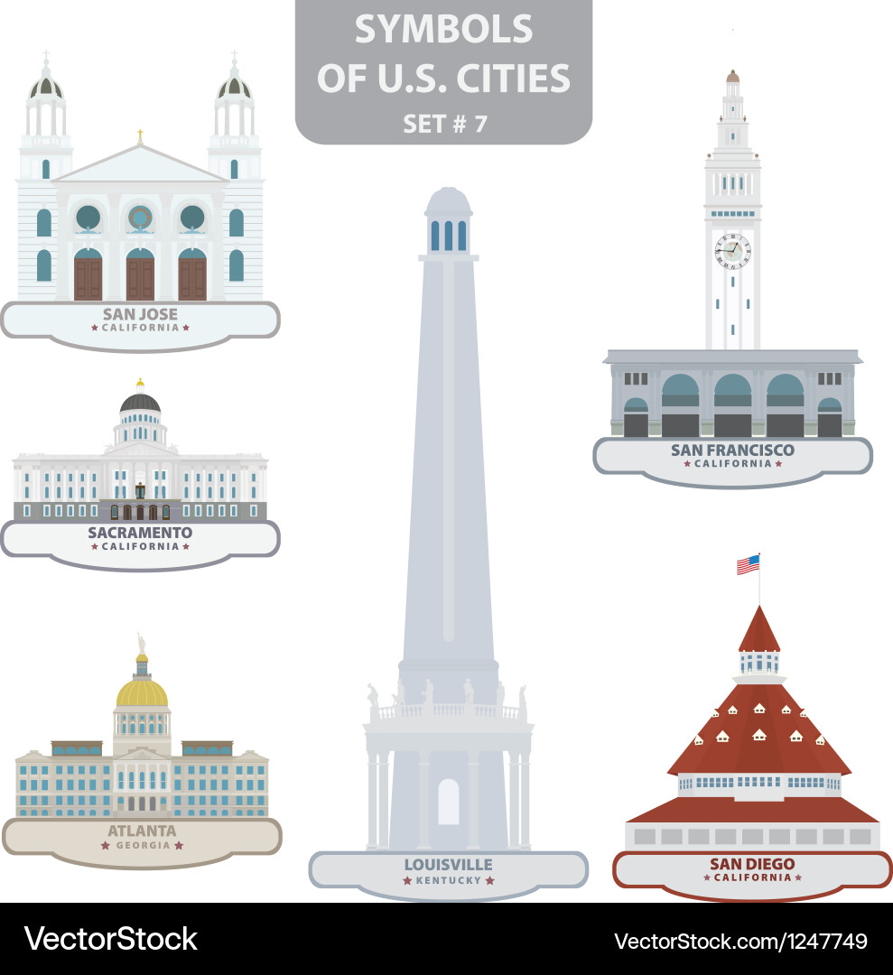 Symbols of us cities Royalty Free Vector Image