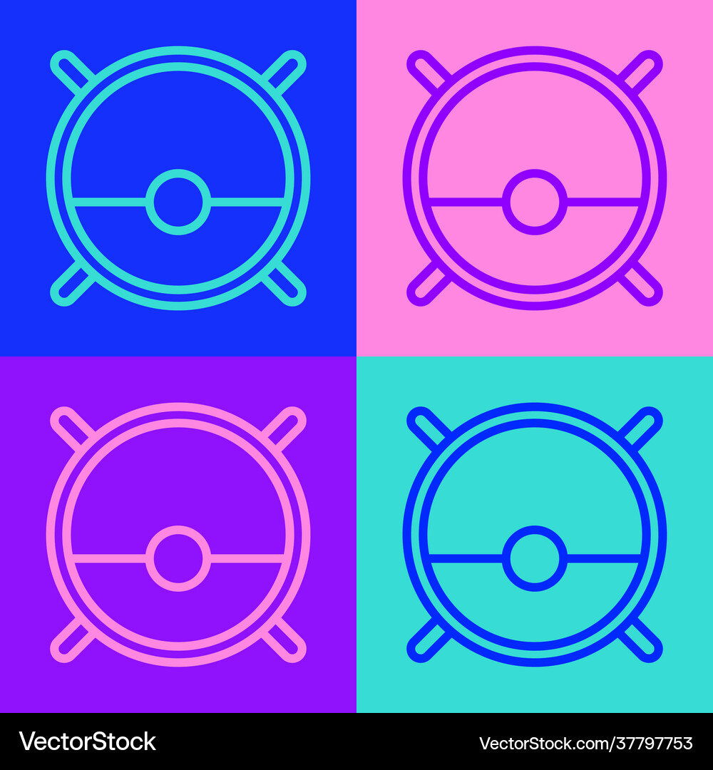 Pop art line robot vacuum cleaner icon isolated Vector Image