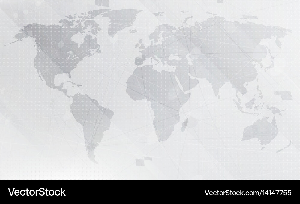 Abstract light grey world map background digital Vector Image