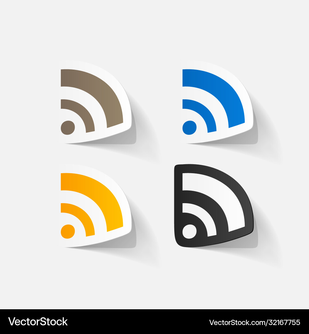 Paper clipped sticker wireless network symbol Vector Image