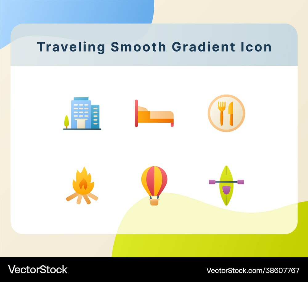 Traveling icon icons set collection pack package Vector Image