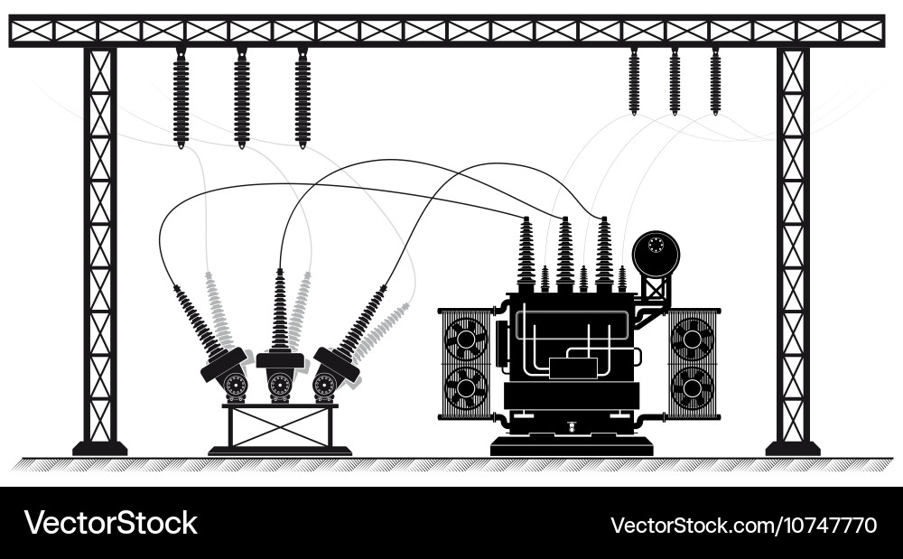 Electrical substation The high-voltage Royalty Free Vector
