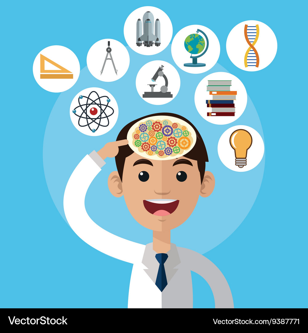 Science design colorful cartoon Royalty Free Vector Image