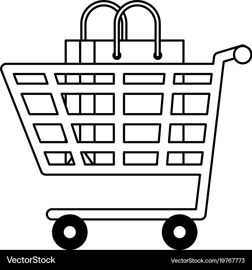 Shopping cart with bag Royalty Free Vector Image