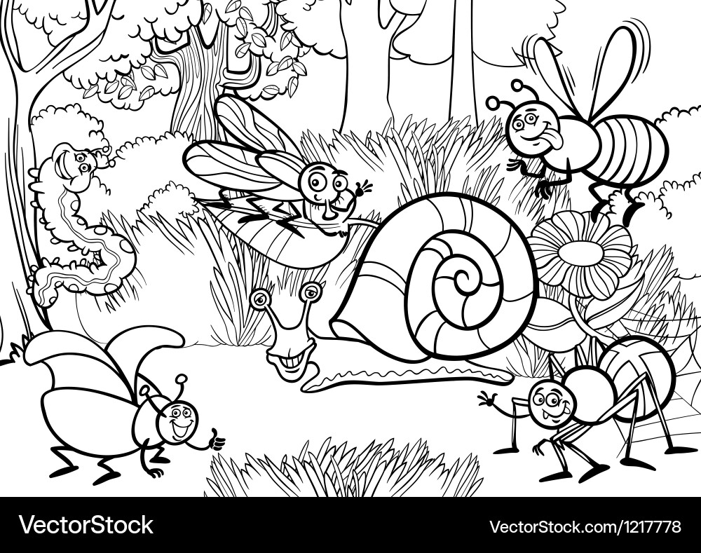 Cartoon insects for coloring book Royalty Free Vector Image