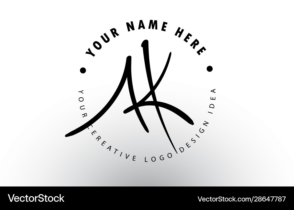 Ak handwritten letters logo design with circular Vector Image