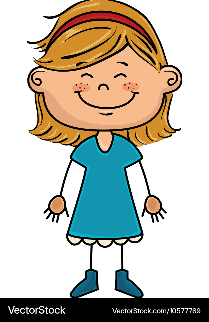Girl kid cartoon smiling Royalty Free Vector Image