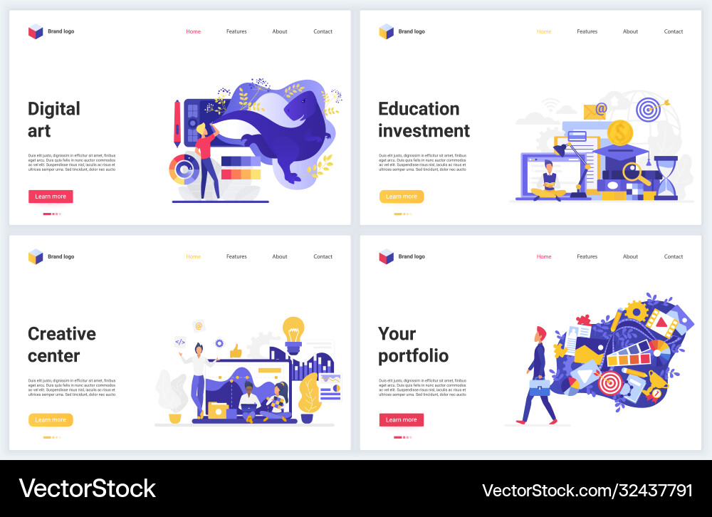 Creative art agency education design Royalty Free Vector