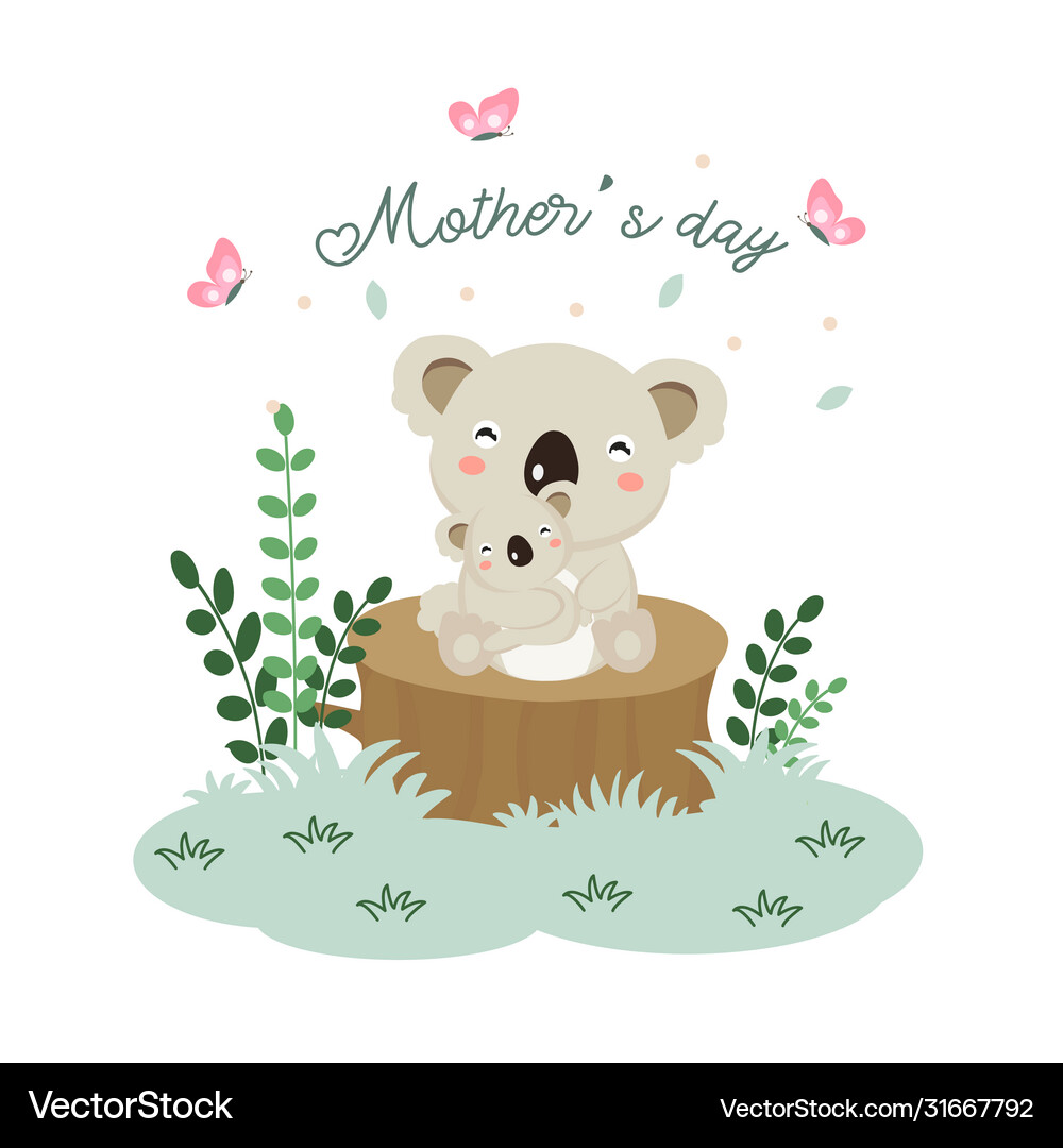 Mother koala hugging her baby Royalty Free Vector Image