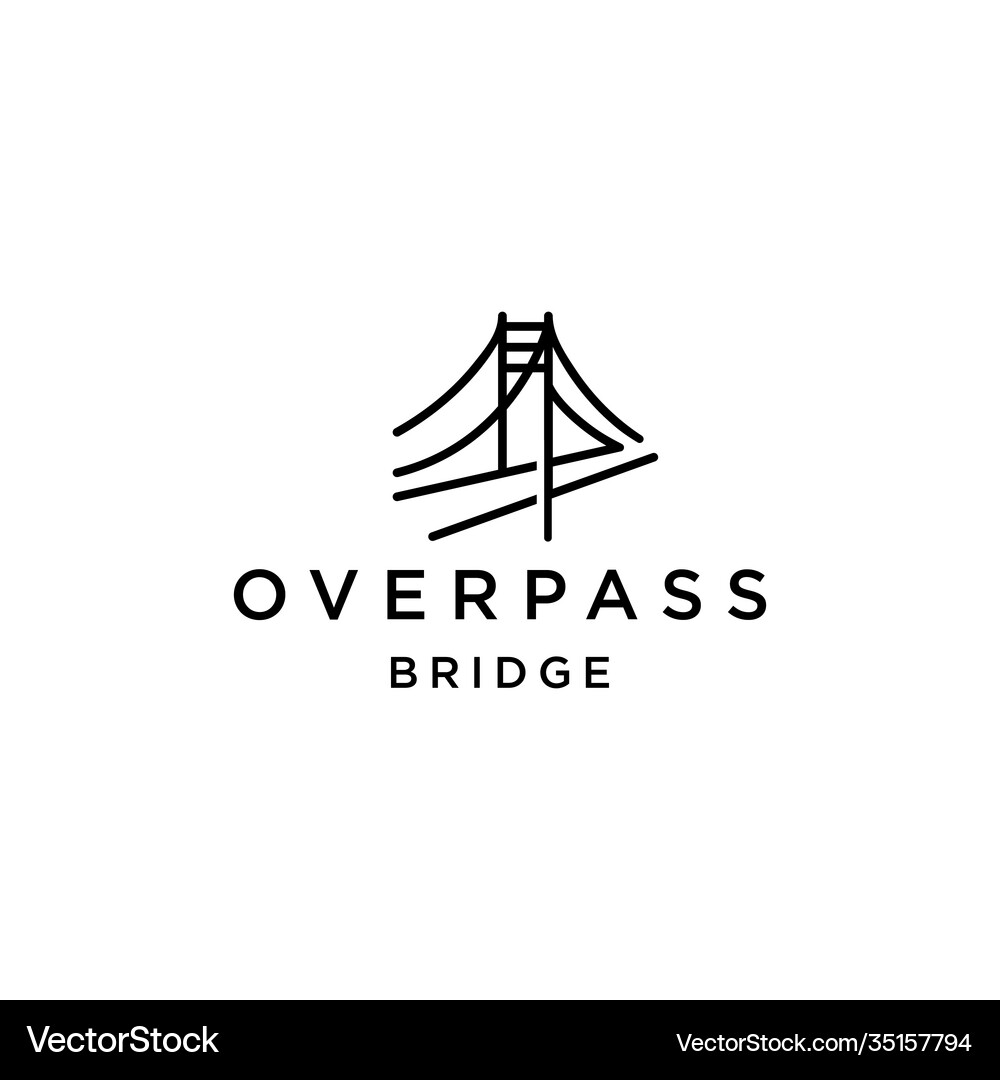 Bridge overpass flyover logo icon line Royalty Free Vector
