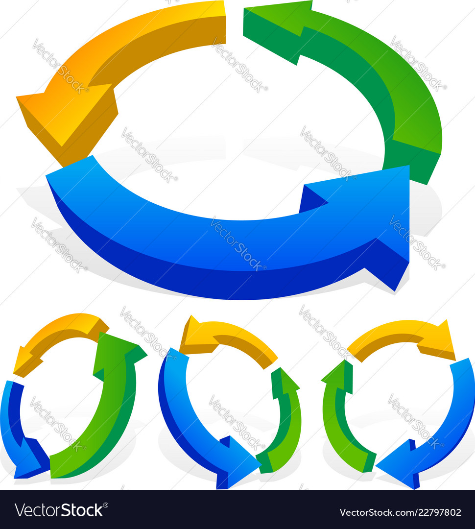 Bold 3d multicolor arrows cycle loop process Vector Image