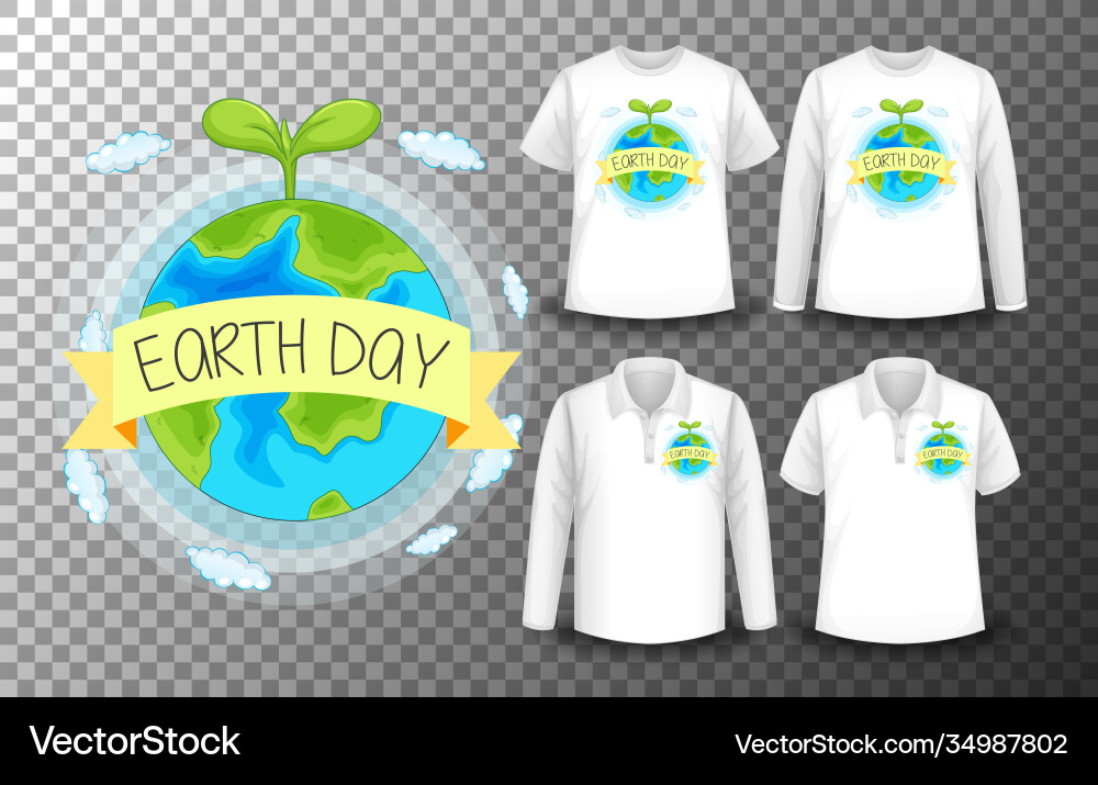 Earth day logo with set different shirts Vector Image
