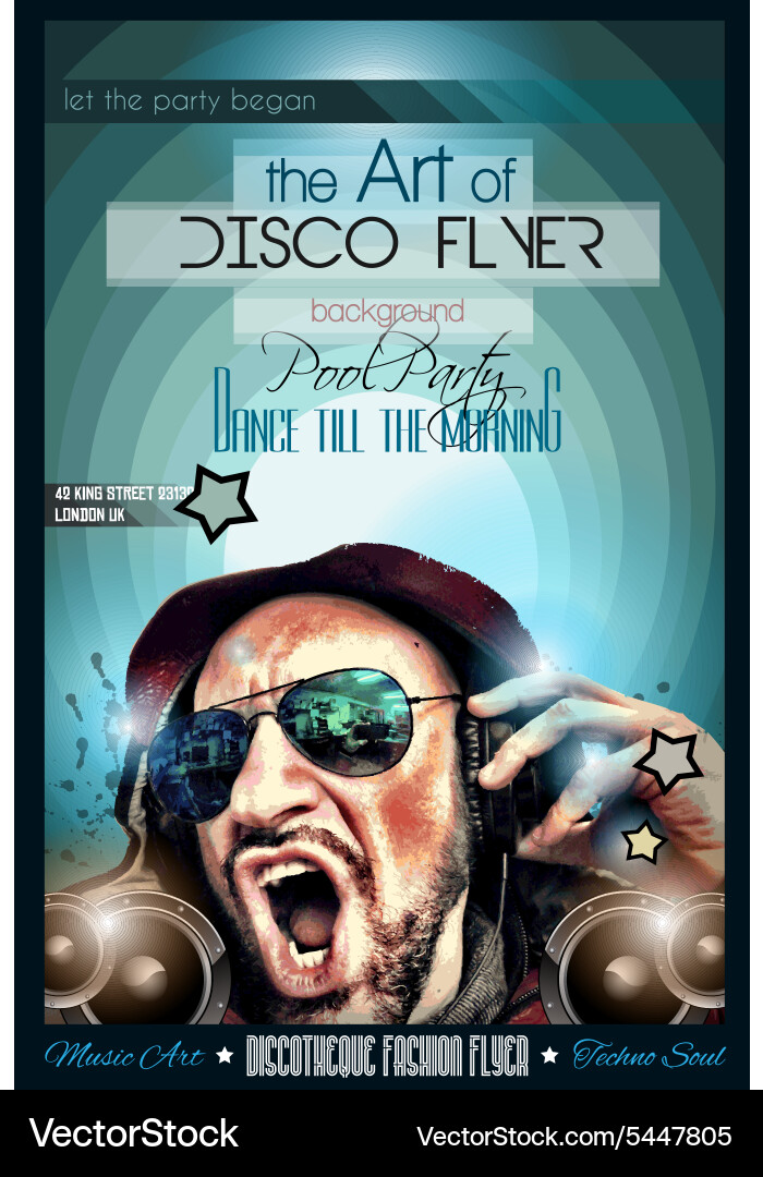 Disco night club flyer layout with dj shape Vector Image