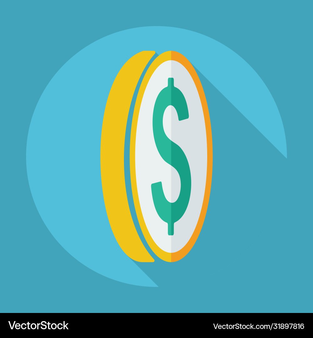 Flat modern design with shadow coin currency Vector Image