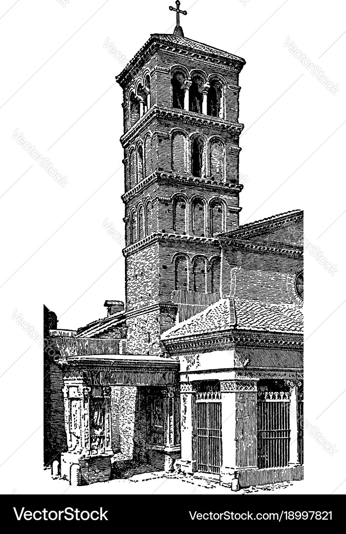Bell tower refer to a free standing tower Vector Image