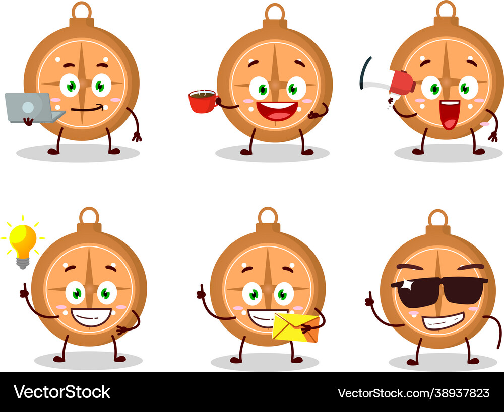 Compass cookies cartoon character with various Vector Image