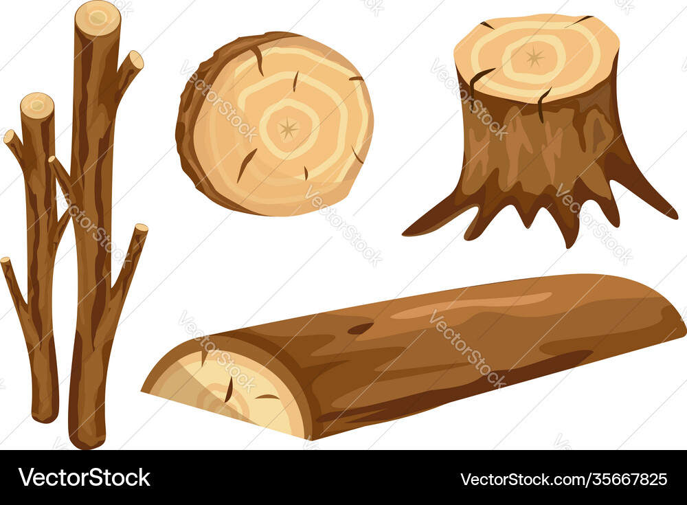 Wooden cut piece on white background Royalty Free Vector