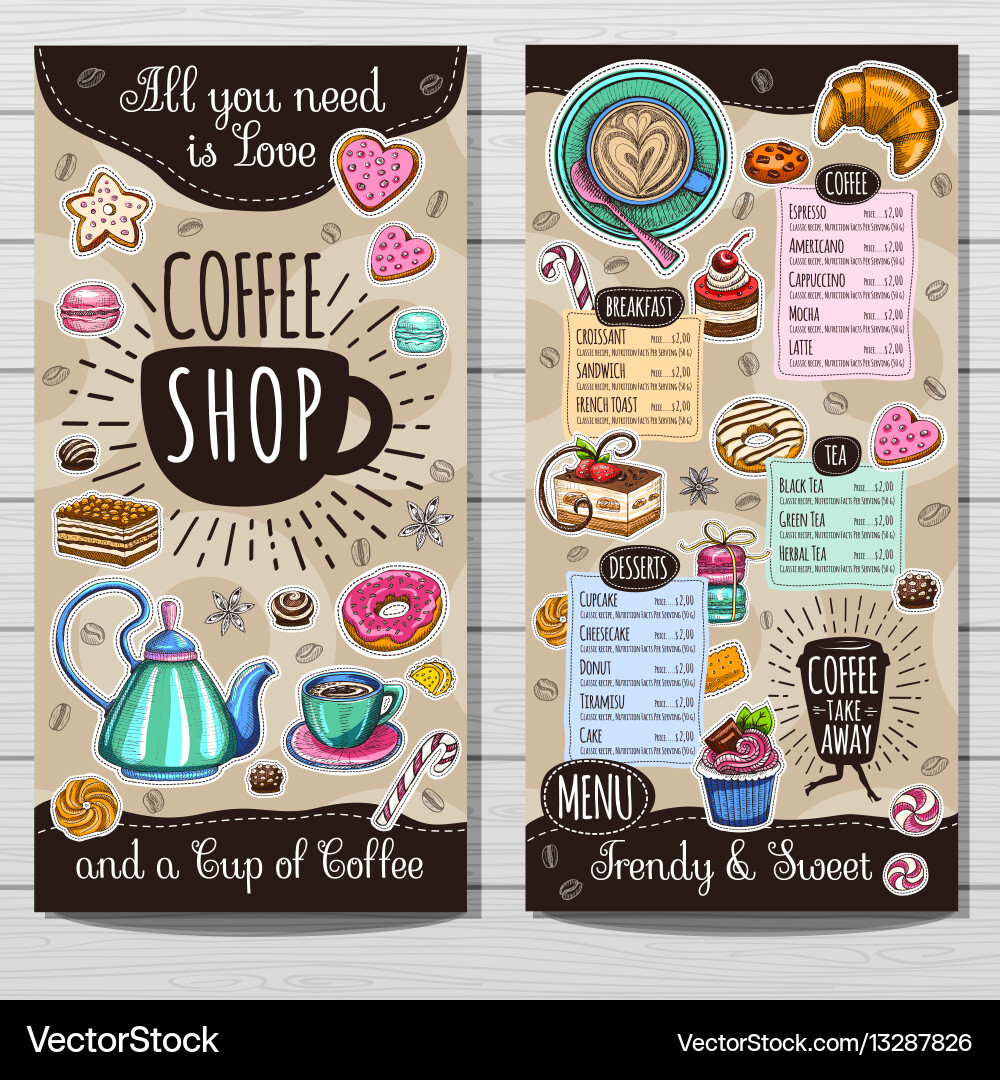 Hand drawn menu Royalty Free Vector Image - VectorStock