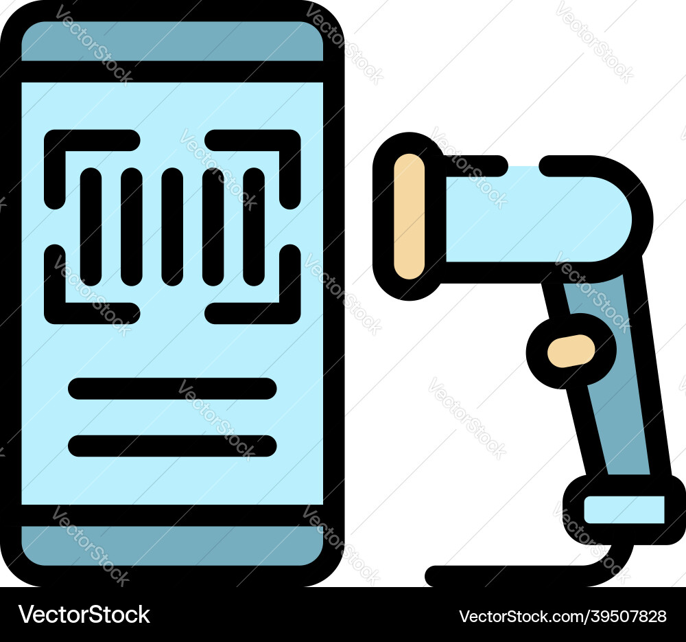 Smartphone barcode scanner icon color outline Vector Image