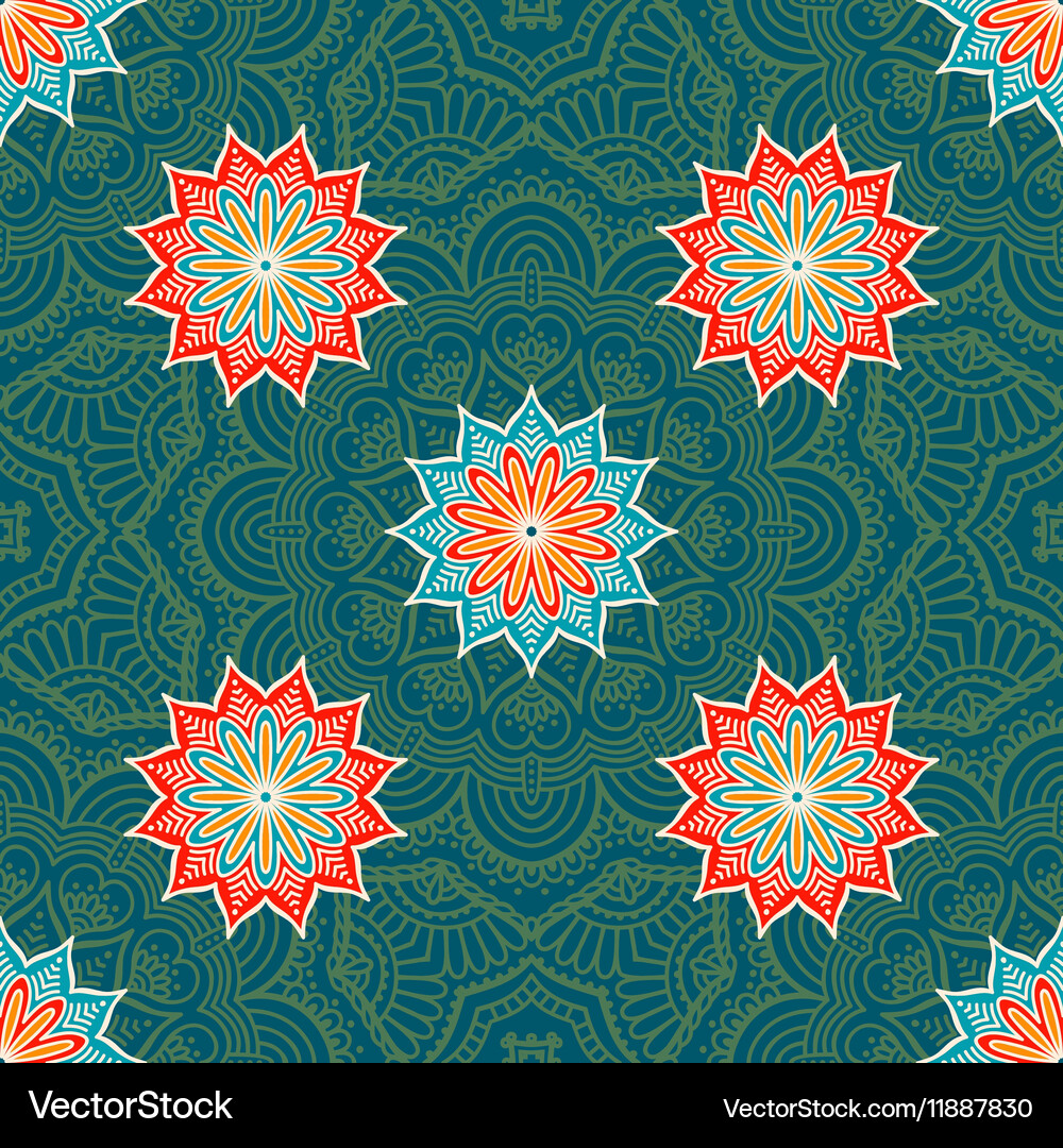 Ethnic floral seamless pattern Royalty Free Vector Image