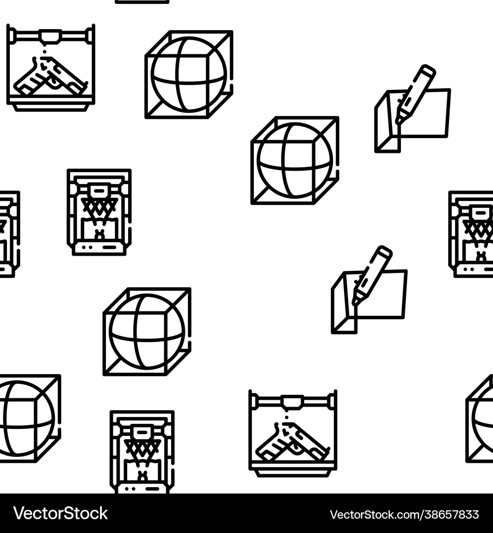 3d printing equipment seamless pattern Royalty Free Vector