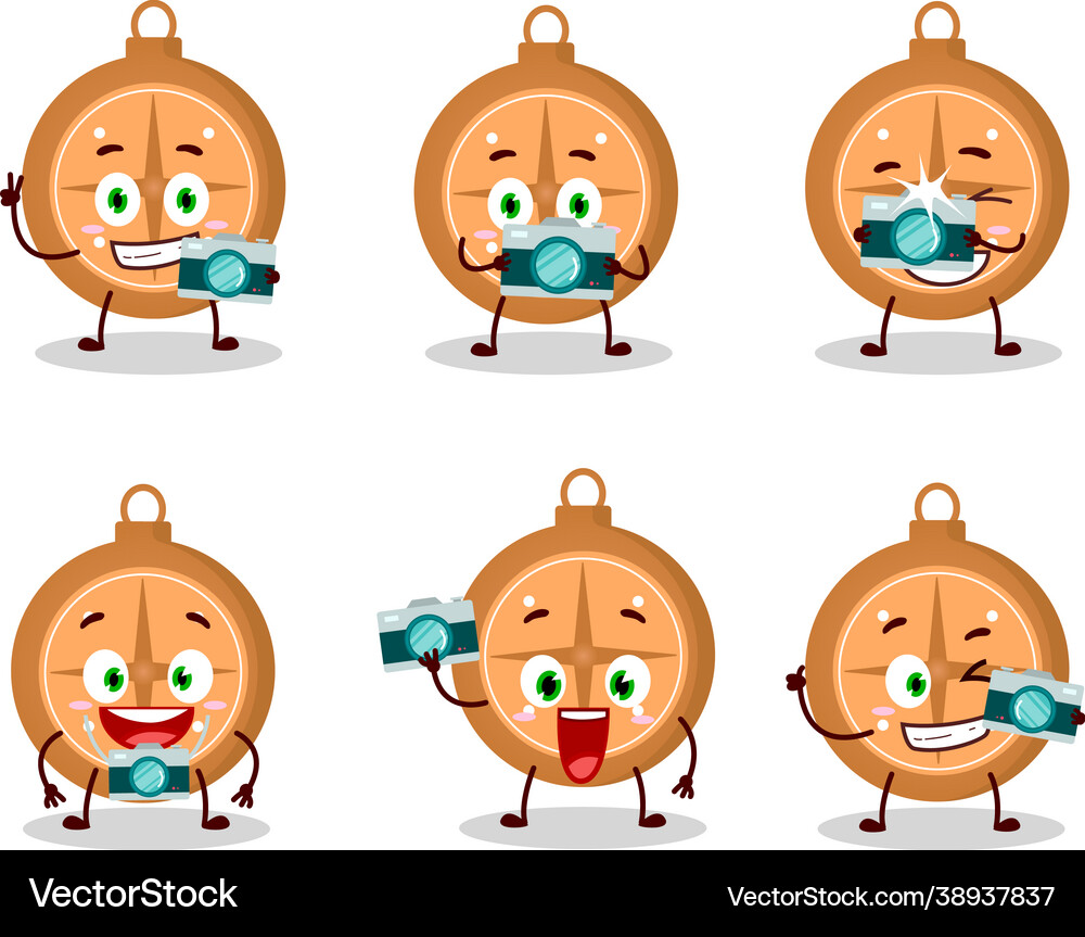 Photographer profession emoticon with compass Vector Image