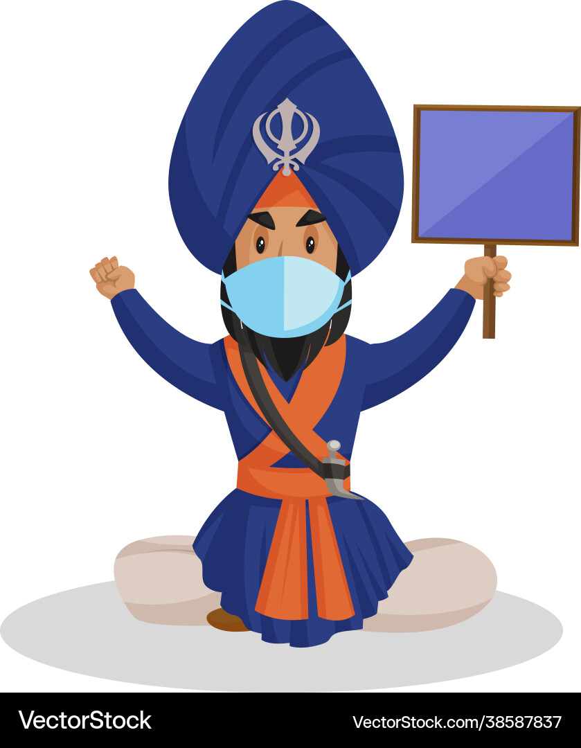 Punjabi nihang sardar cartoon character Royalty Free Vector