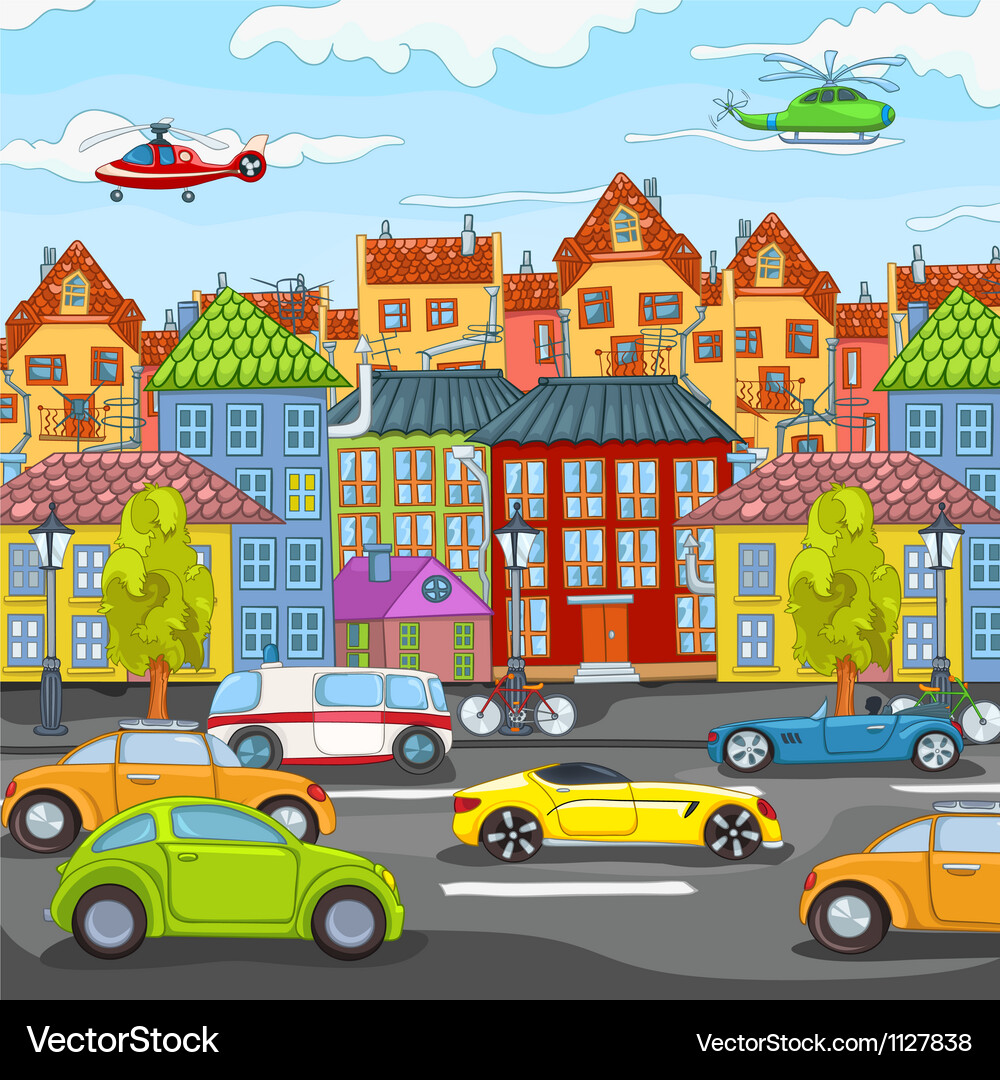 City Cartoon Royalty Free Vector Image - VectorStock