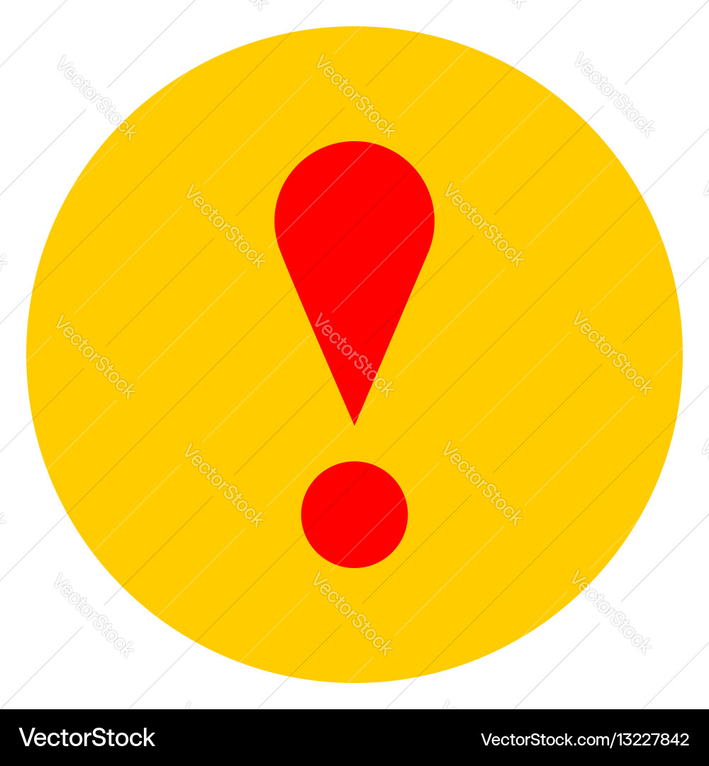 Yellow circle exclamation mark icon warning sign Vector Image