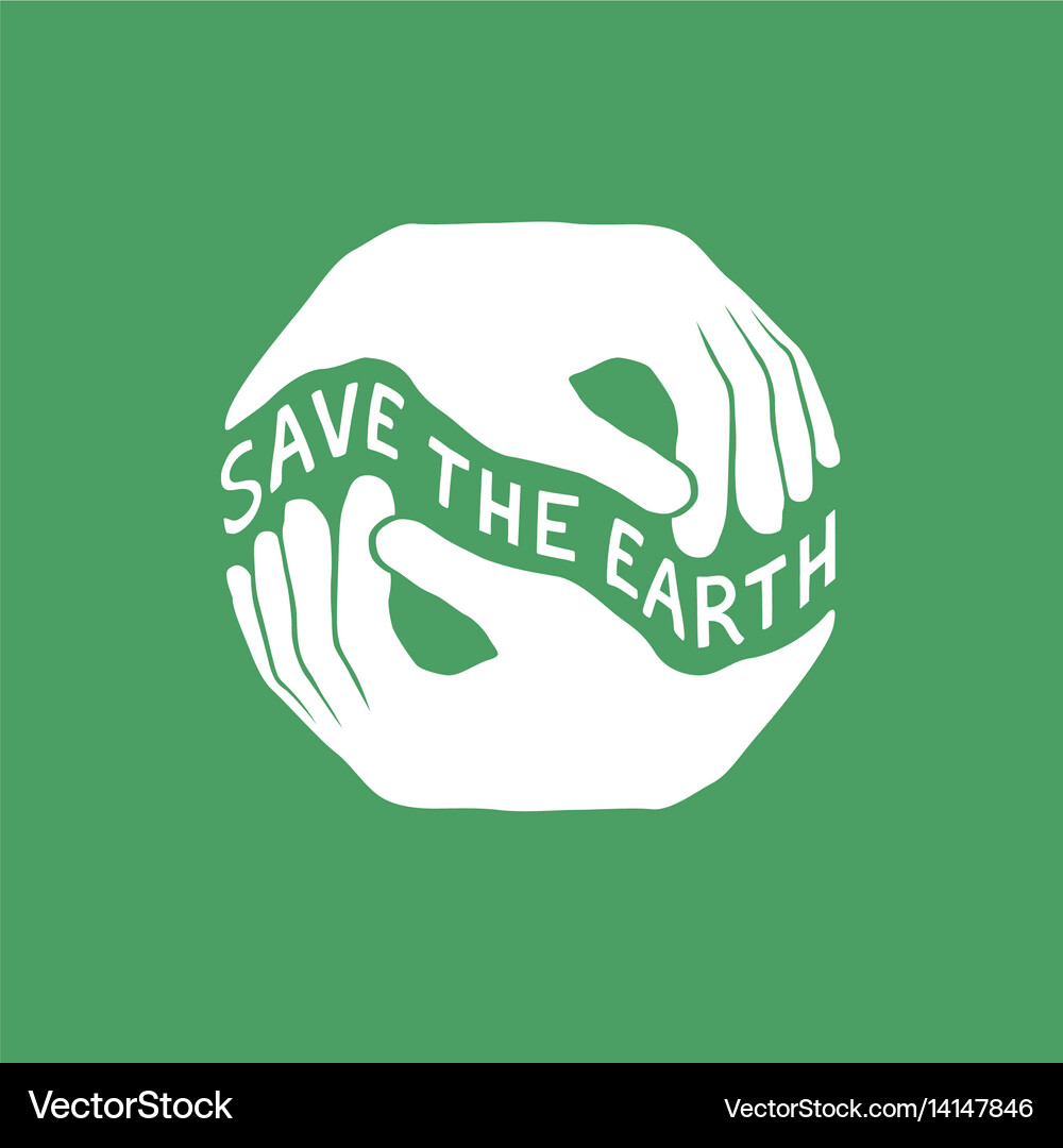 Save the earth earth day concept logo design Royalty Free Vector Image ...