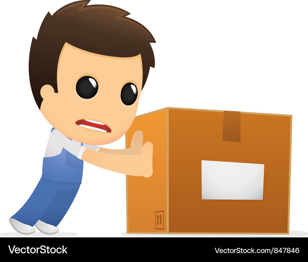 Man pushing box Royalty Free Vector Image - VectorStock