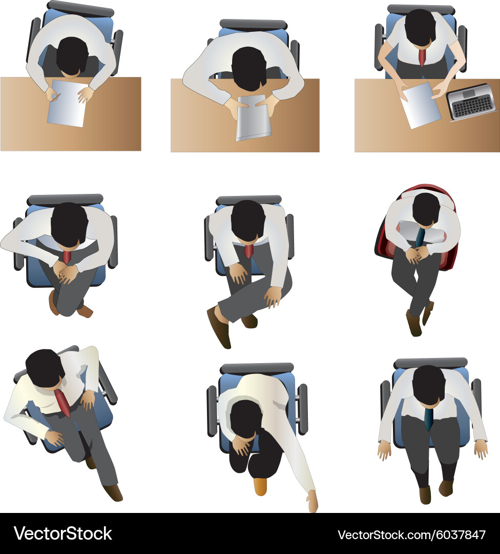 People sitting top view set 6 Royalty Free Vector Image