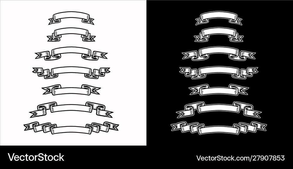 Set banner hand drawn line art Royalty Free Vector Image