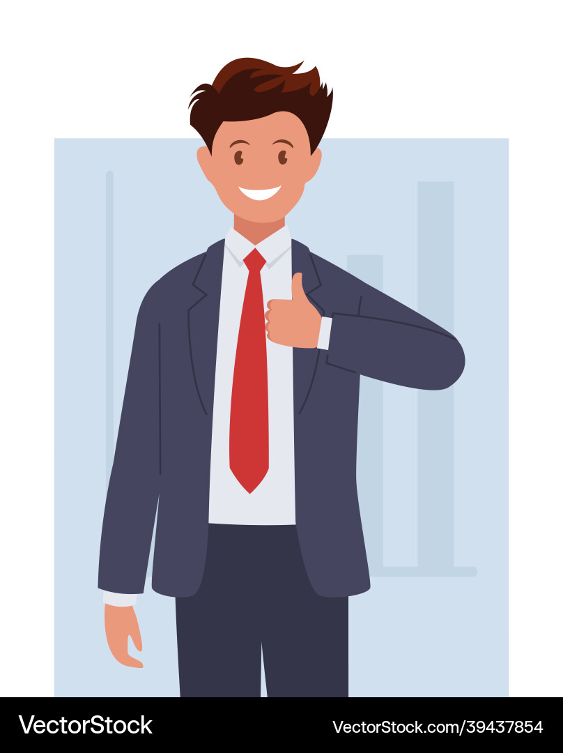 Happy man shows thumb up gesture cool Royalty Free Vector