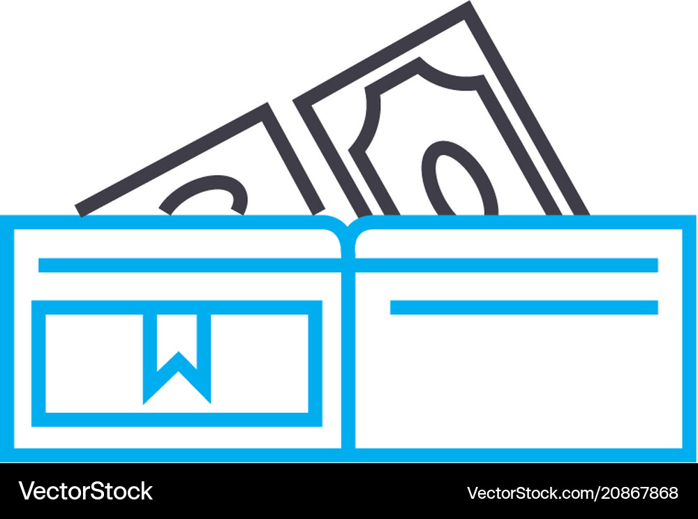 Pocket money thin line stroke icon Royalty Free Vector Image