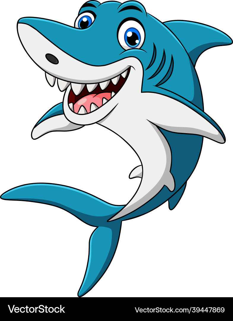 Cute shark fish cartoon Royalty Free Vector Image
