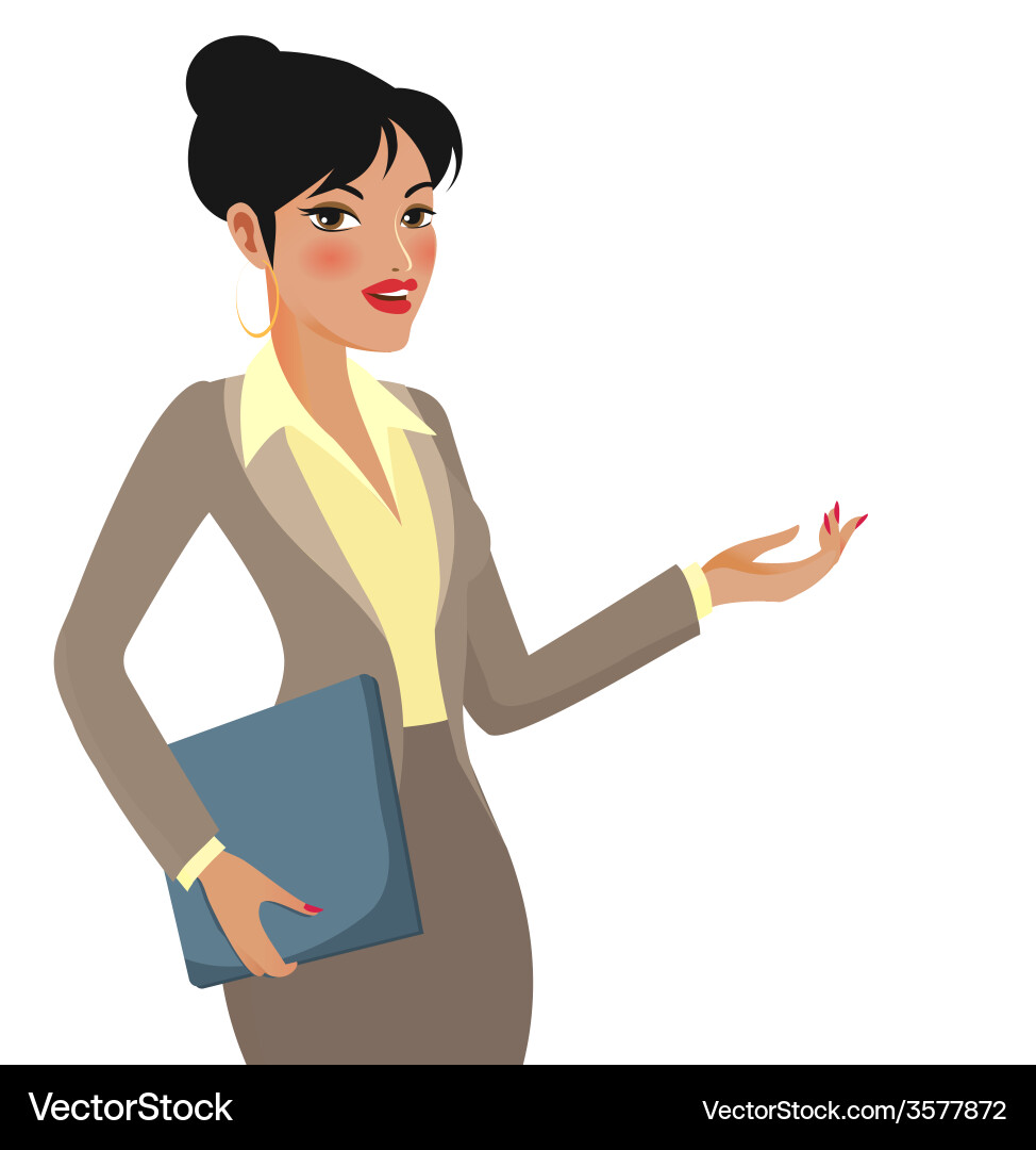 Businesswoman Cartoon Making Presentations Vector Image