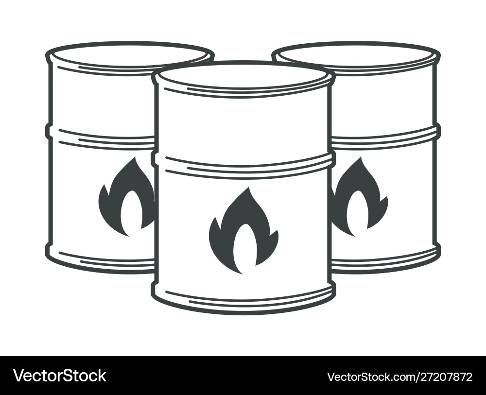 Flammable barrels oil or biofuel explosive Vector Image