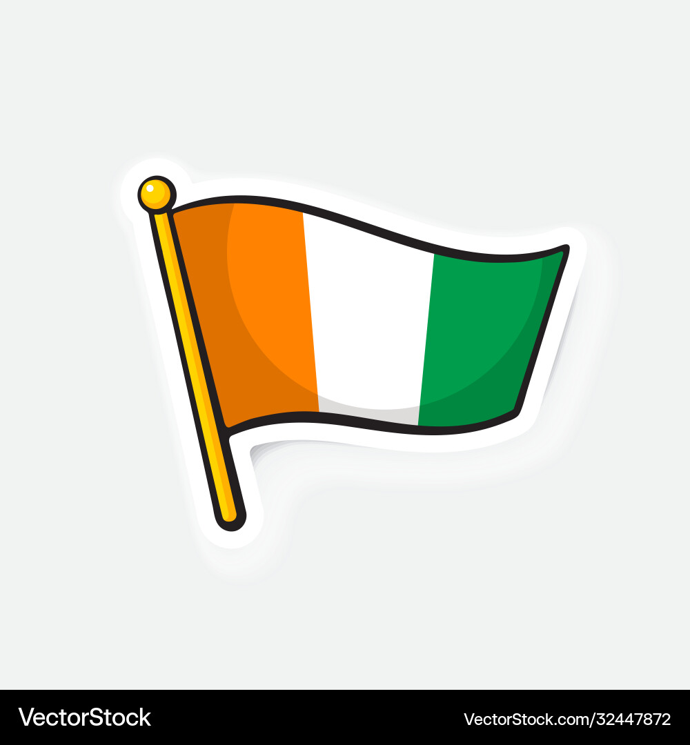 Sticker flag ivory coast Royalty Free Vector Image