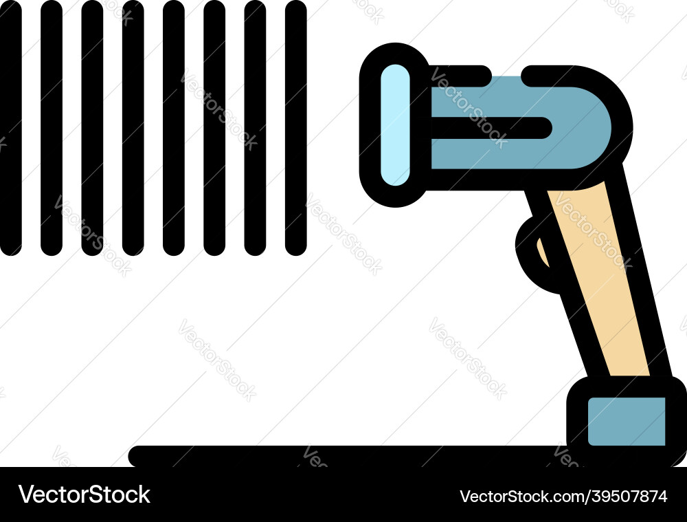 Identification barcode scanner icon color outline Vector Image