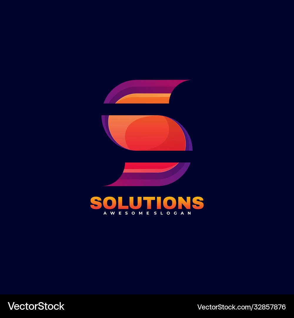 Logo solution gradient colorful style Royalty Free Vector