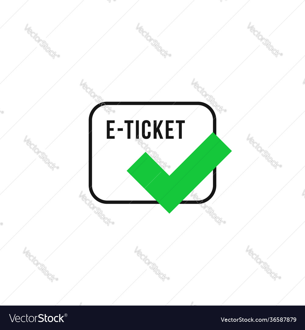 Linear e-ticket with check mark Royalty Free Vector Image