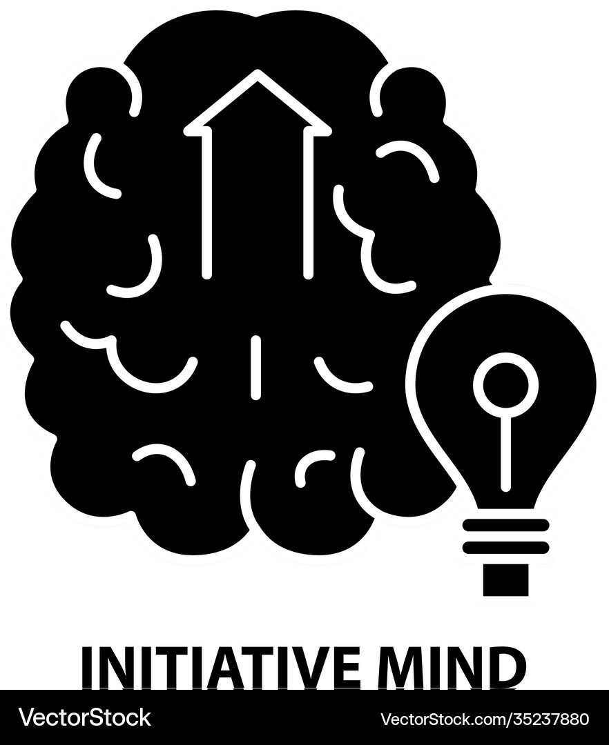 Initiative mind icon black sign Royalty Free Vector Image